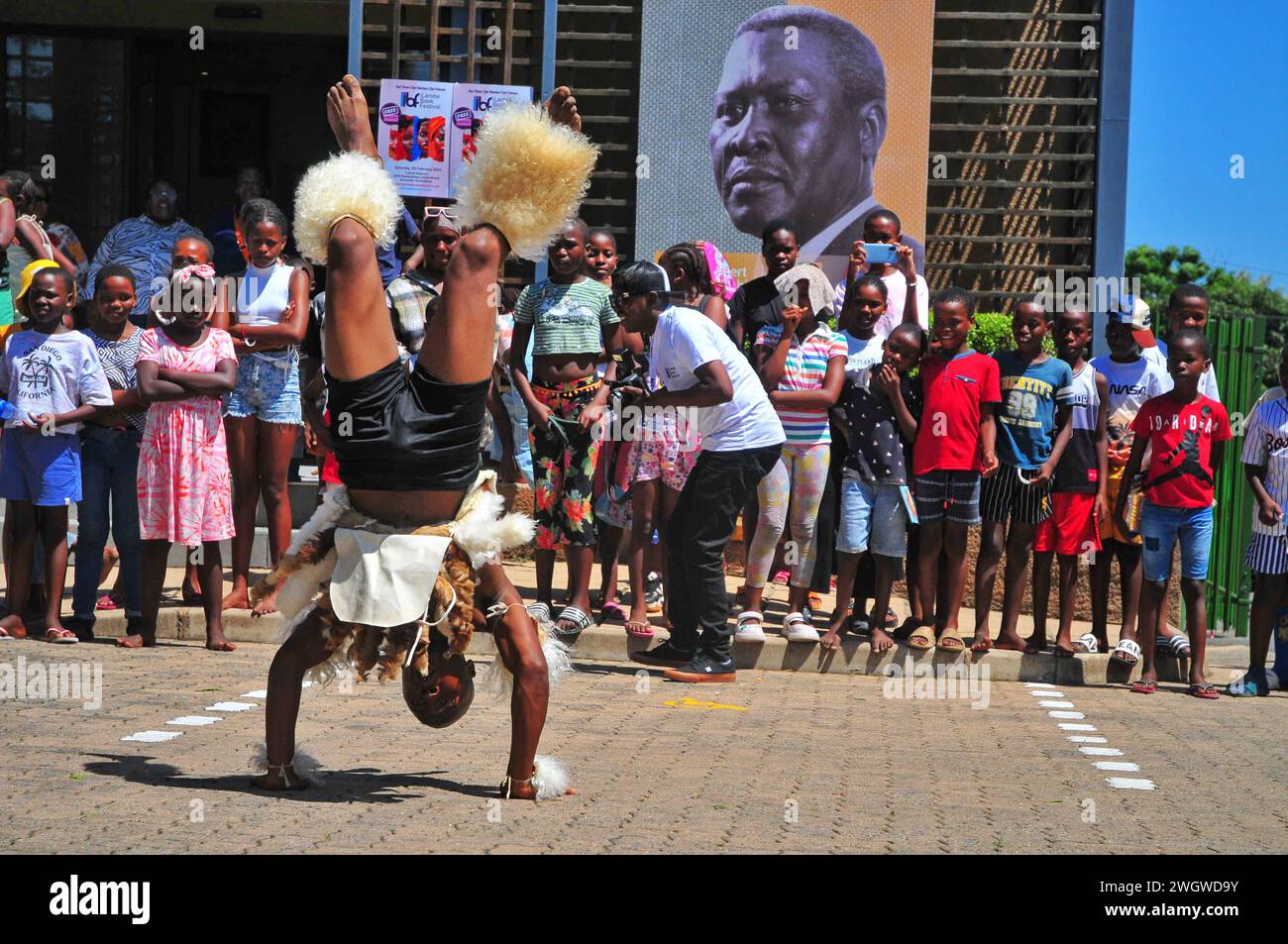 Zulu traditional dancers entertain the crowds during the iLembe Book ...