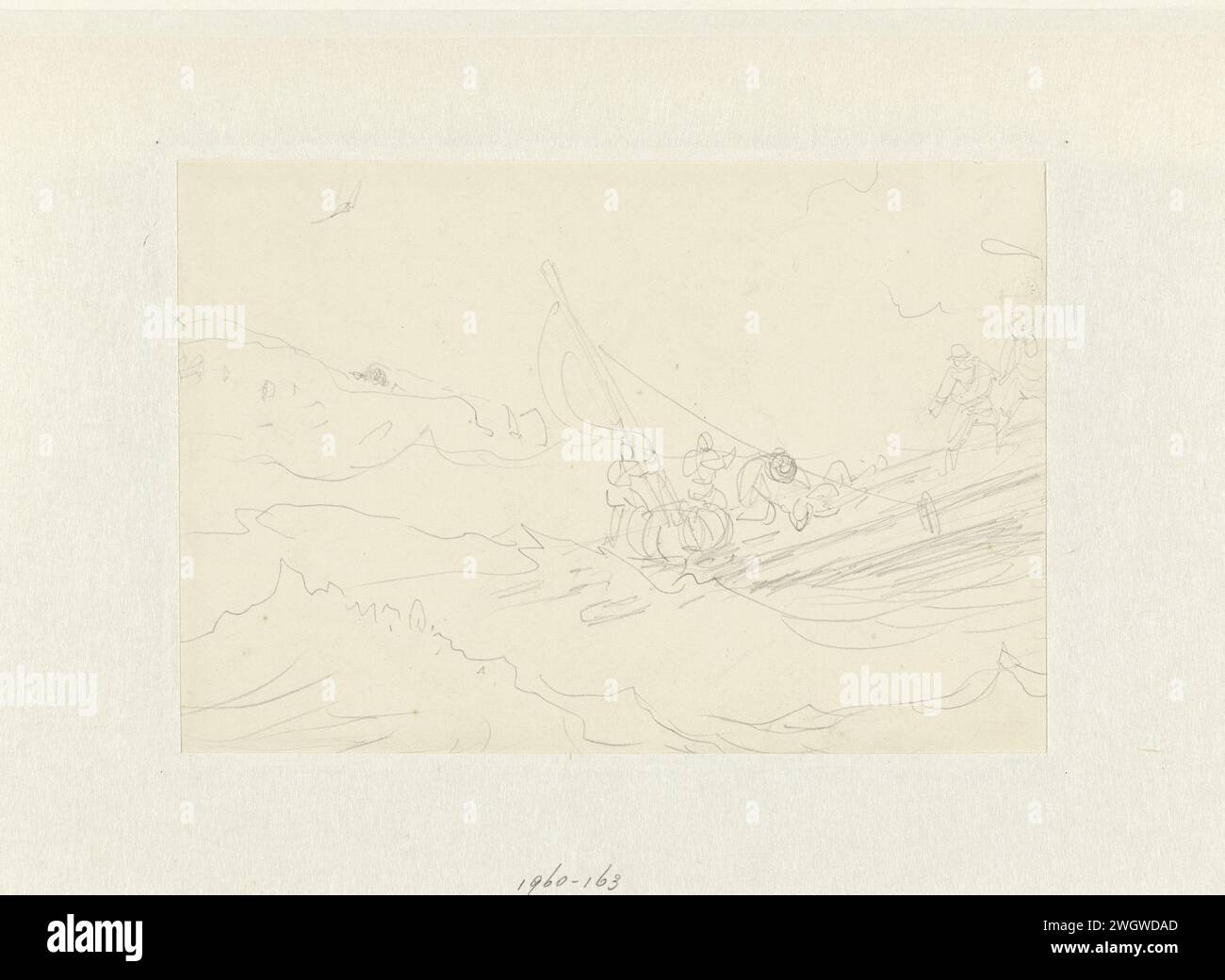 Sketch of a shipwreck, Johannes Franciscus Hoppenbrouwers, 1829 - 1866 ...