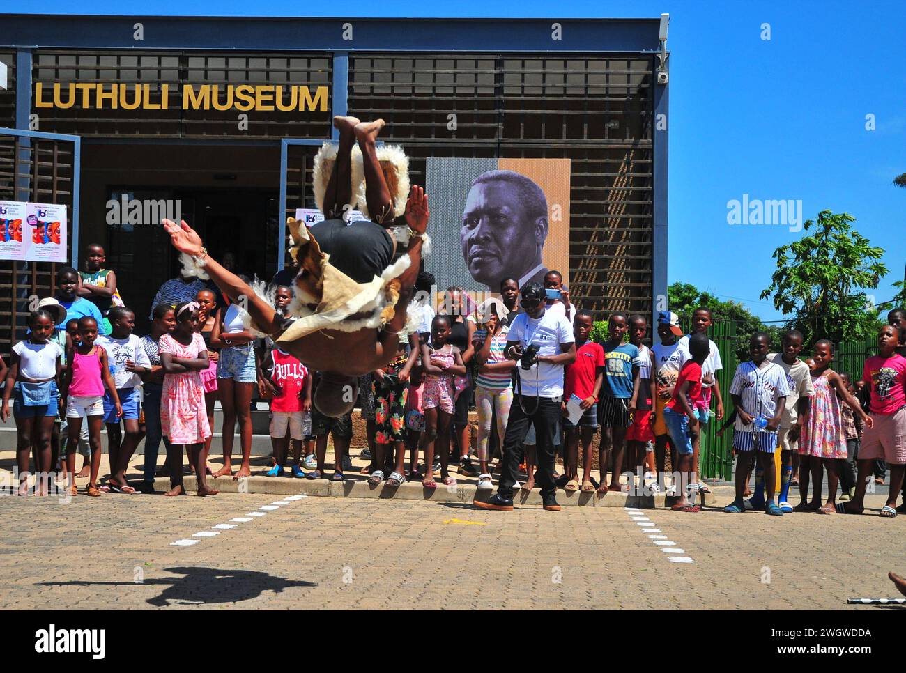Zulu traditional dancers entertain the crowds during the iLembe Book ...