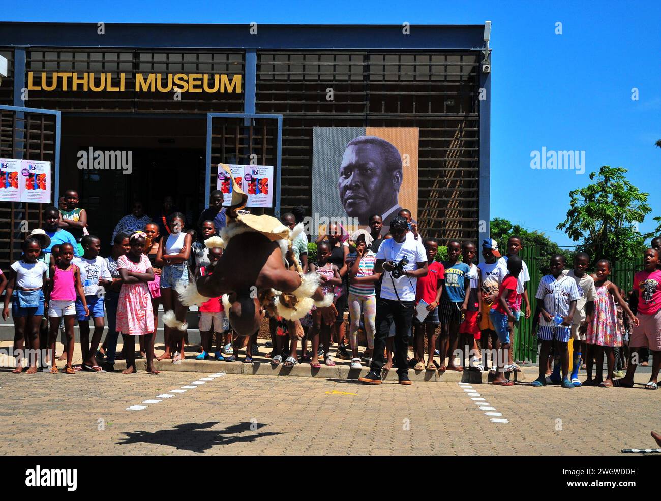 Zulu traditional dancers entertain the crowds during the iLembe Book ...