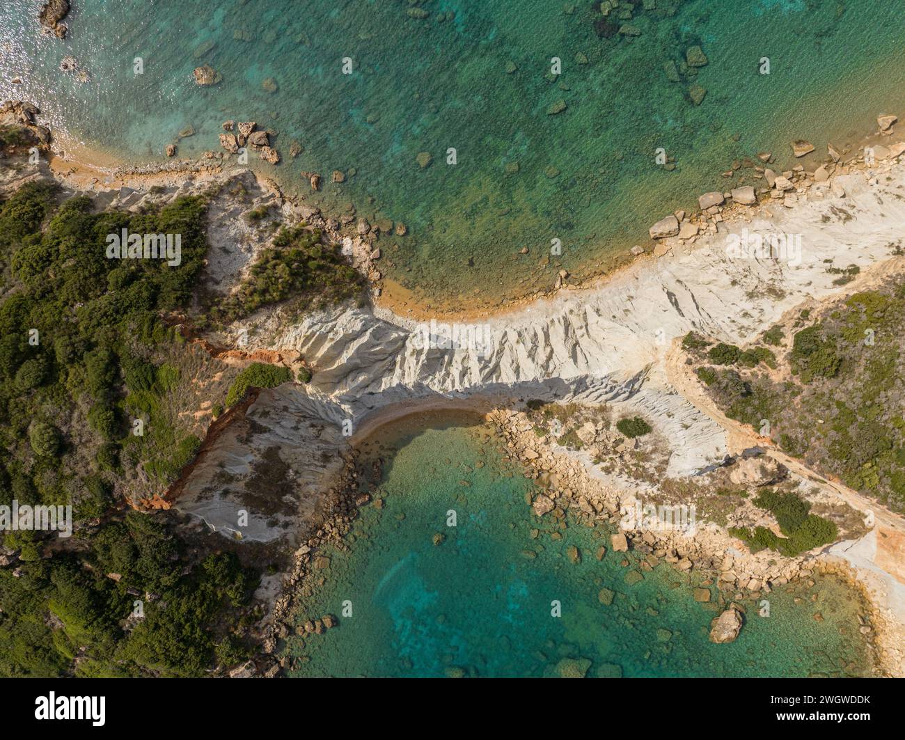 Aerial drone view of Jason's bite on Zakinthos island, Greece. Gerakas ...