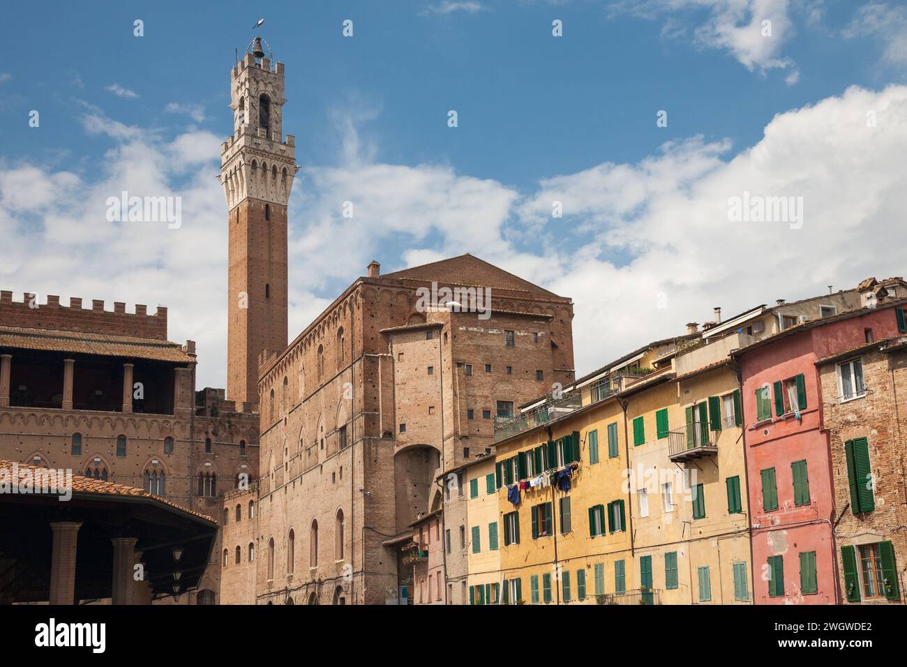 The mangia tower and palace as seen from behind from the Market Square ...