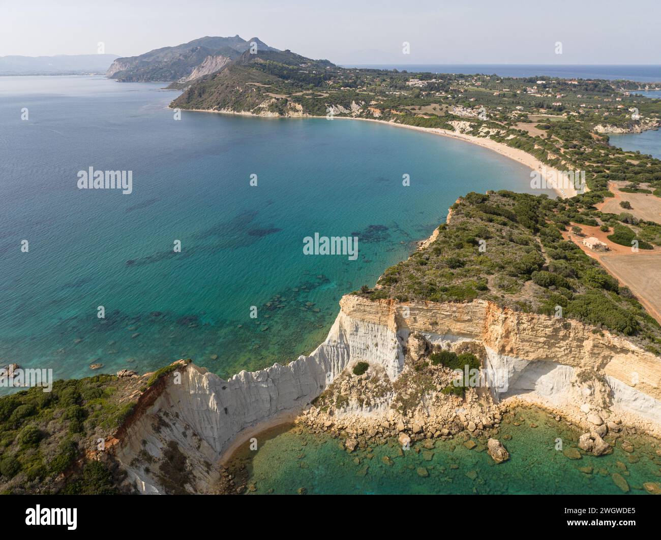 Aerial drone view of Jason's bite on Zakinthos island, Greece. Gerakas ...