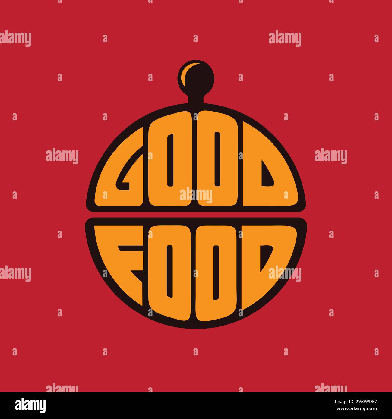 Good food logo. Hand drawn typography vector illustration with food ...
