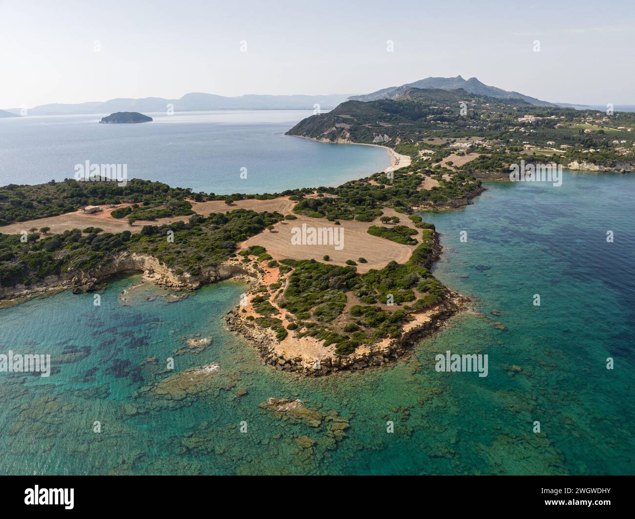 Aerial drone view of Jason's bite on Zakinthos island, Greece. Gerakas ...