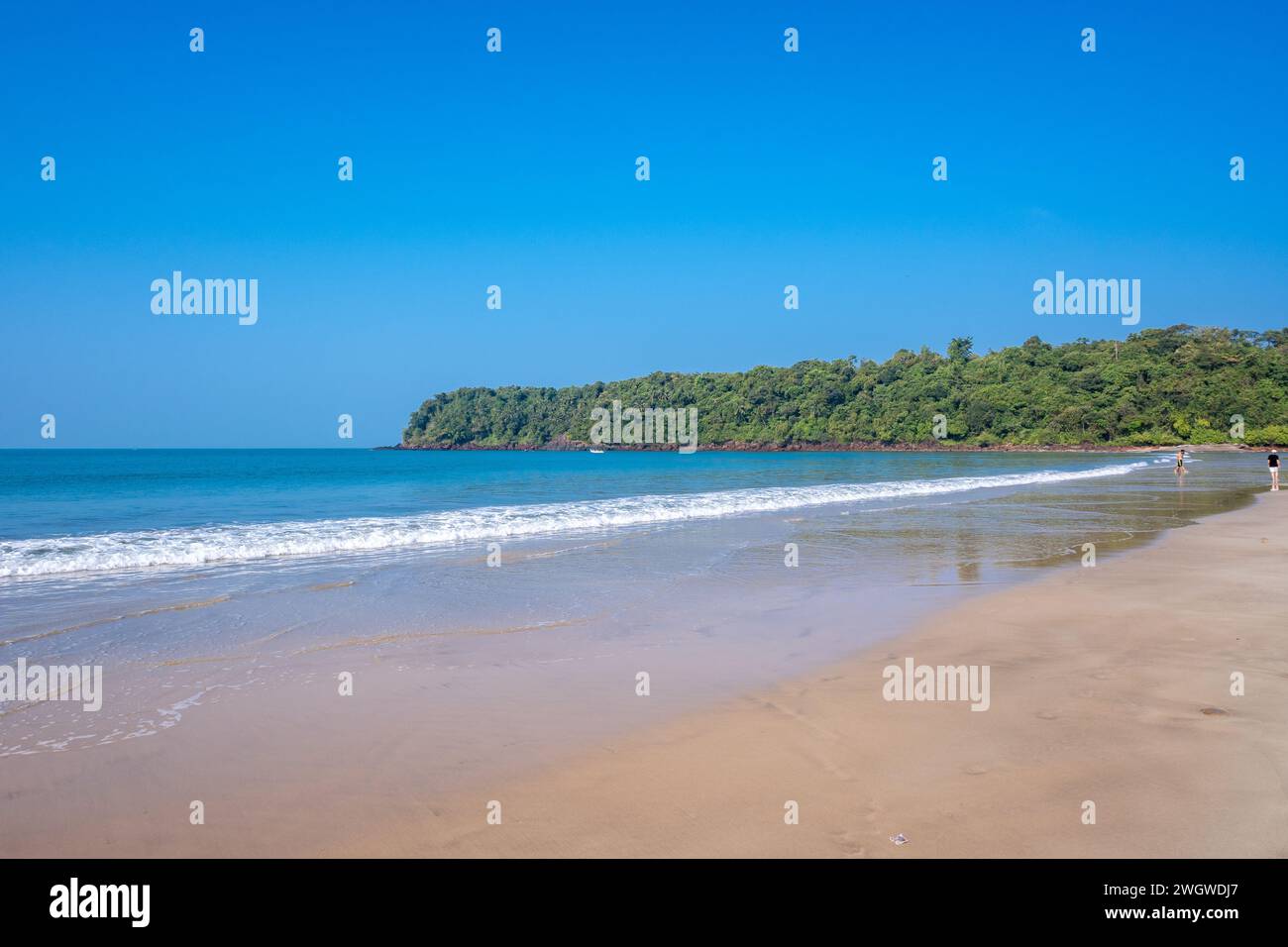 Agonda, Goa, India, Seascape with a peninsula and a sandy beach ...