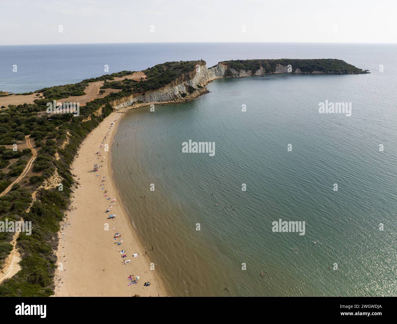 Aerial drone view of Jason's bite on Zakinthos island, Greece. Gerakas ...