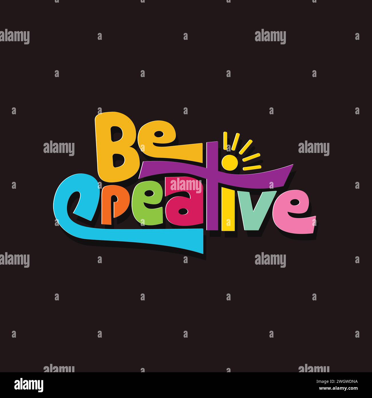 Be creative logo with colorful alphabet. Creative typography logo ...
