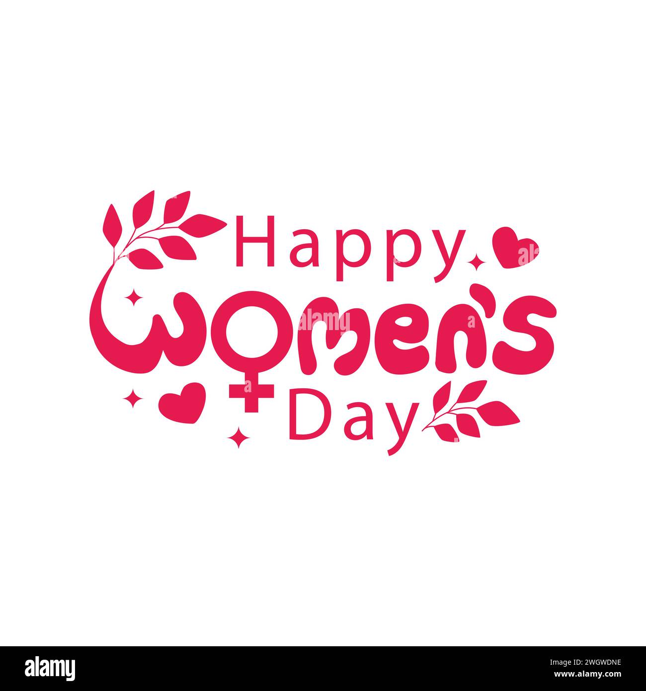 Happy Women's Day hand drawn lettering vector illustration with floral ...