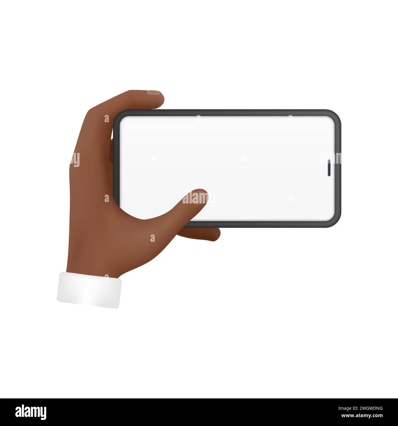 Human Hand Holding Mobile Phone With White Empty Screen Vector