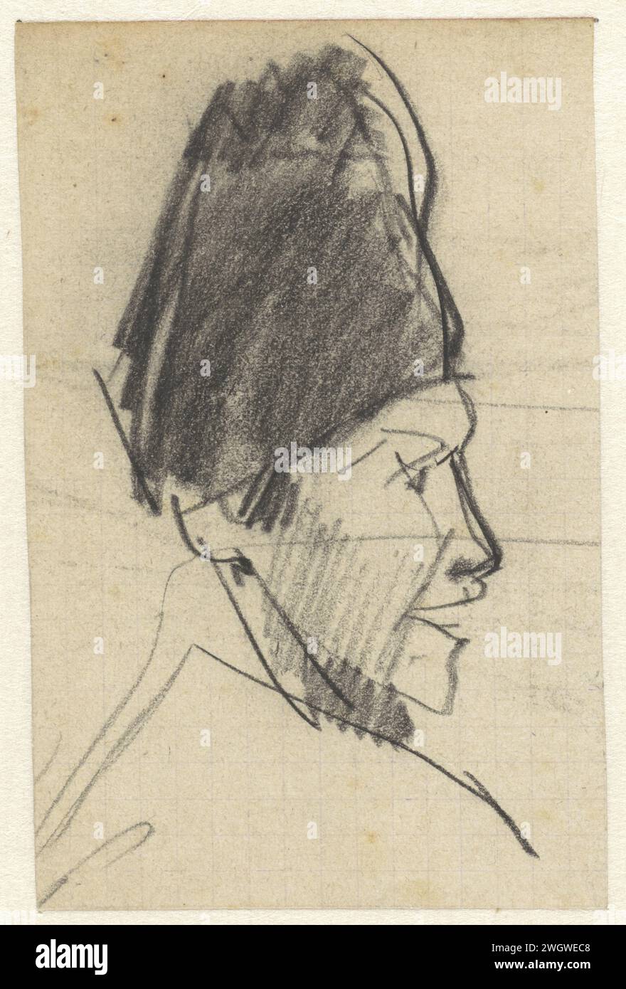 Head to the right, Jac van Looij, 1865 - 1930 drawing chalk Stock Photo ...