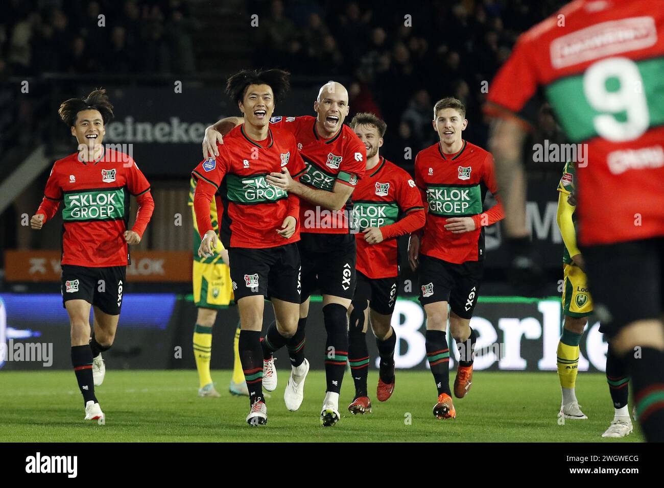 NIJMEGEN - (l-r) Koki Ogawa of NEC Nijmegen, Bram Nuytinck of NEC ...
