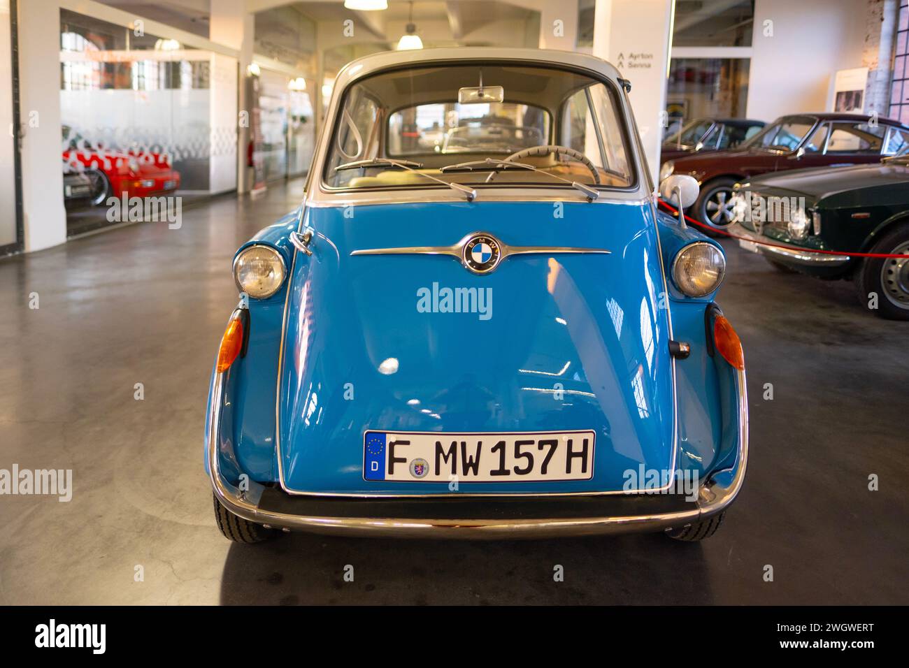 blue vintage BMW Isetta 300, retro german car 1959, Oldtimer car ...