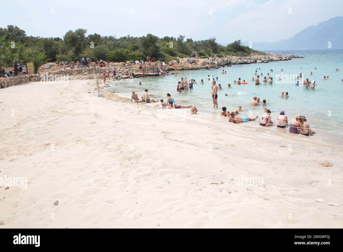 The beach at Sedir Island also known as Cleopatra Island in Mugla ...