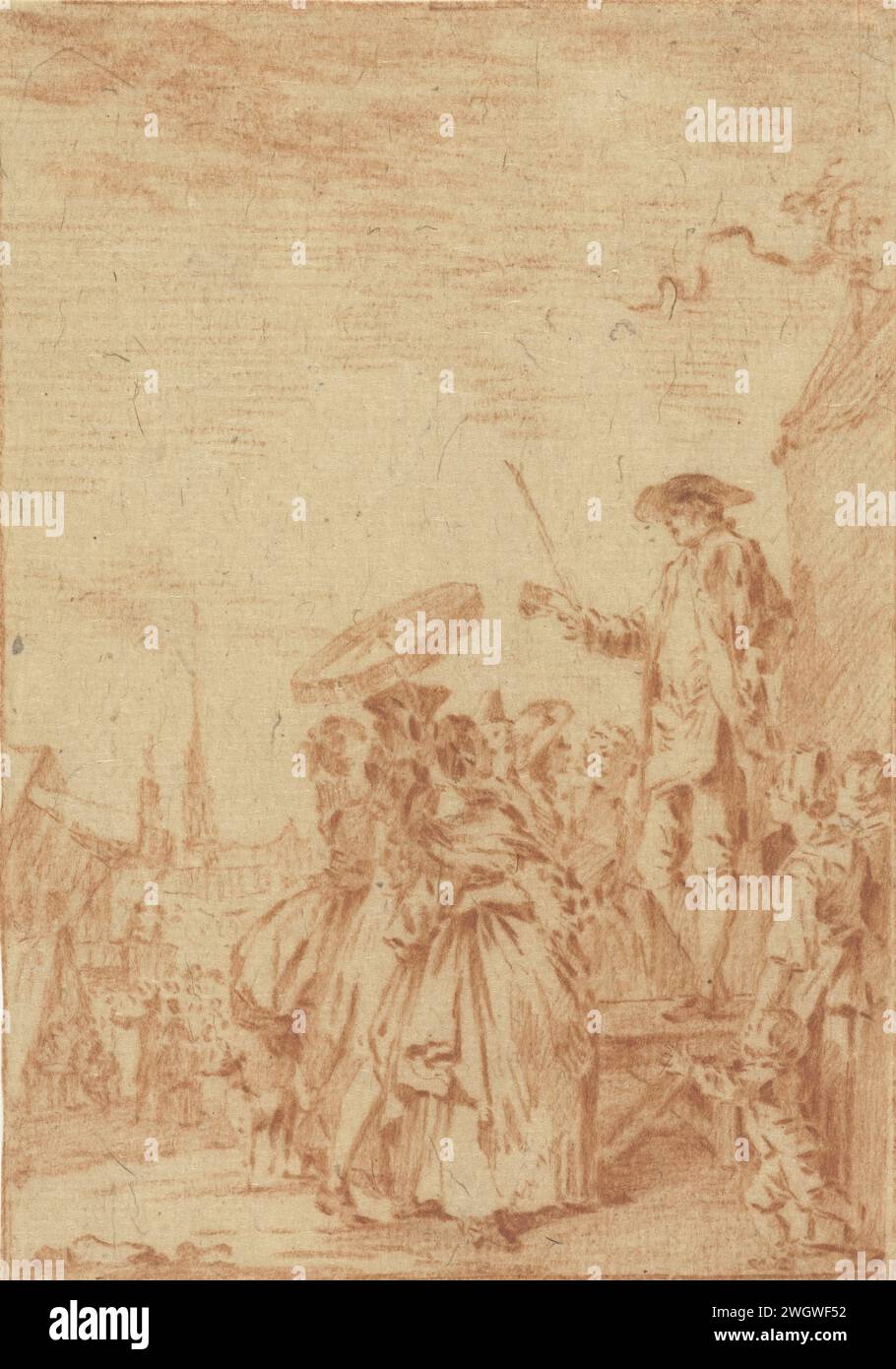 Market merchant with elegant public, Jacob Perkois, 1766 - 1804 drawing ...