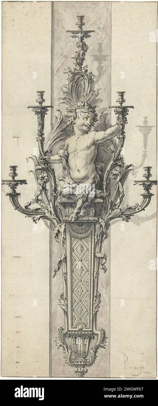Design for a wall-light, Gilles Marie Oppenort, c. 1717 drawing Design ...