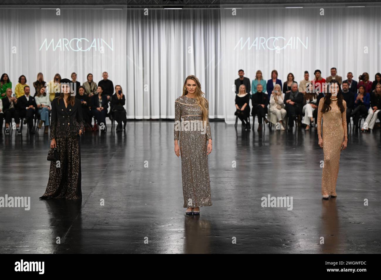 Berlin, Germany. 06th Feb, 2024. Models walk the catwalk during the ...