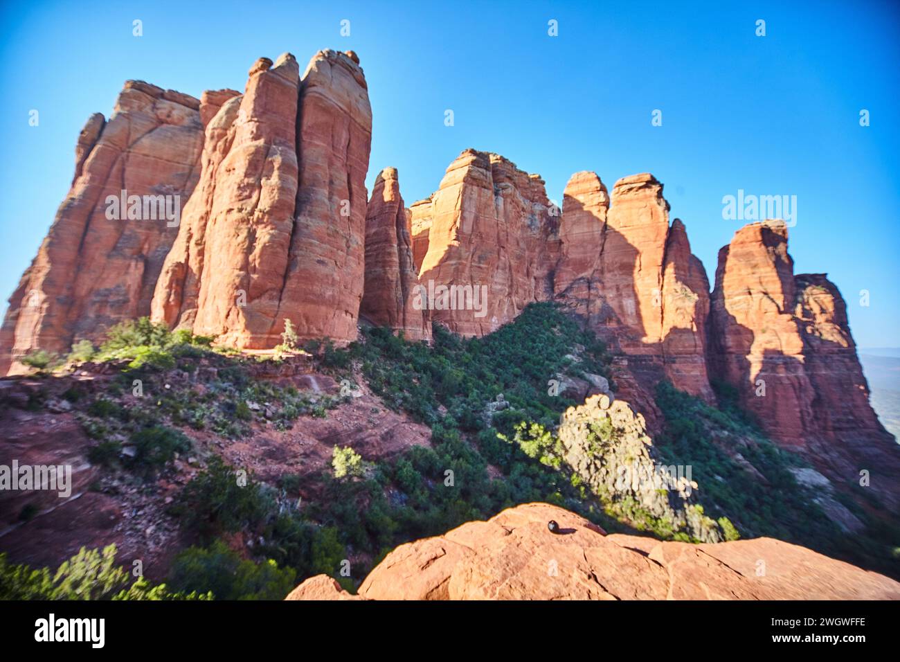 Sedona Red Rock Cliffs and Blue Sky - Cathedral Rock View Stock Photo ...