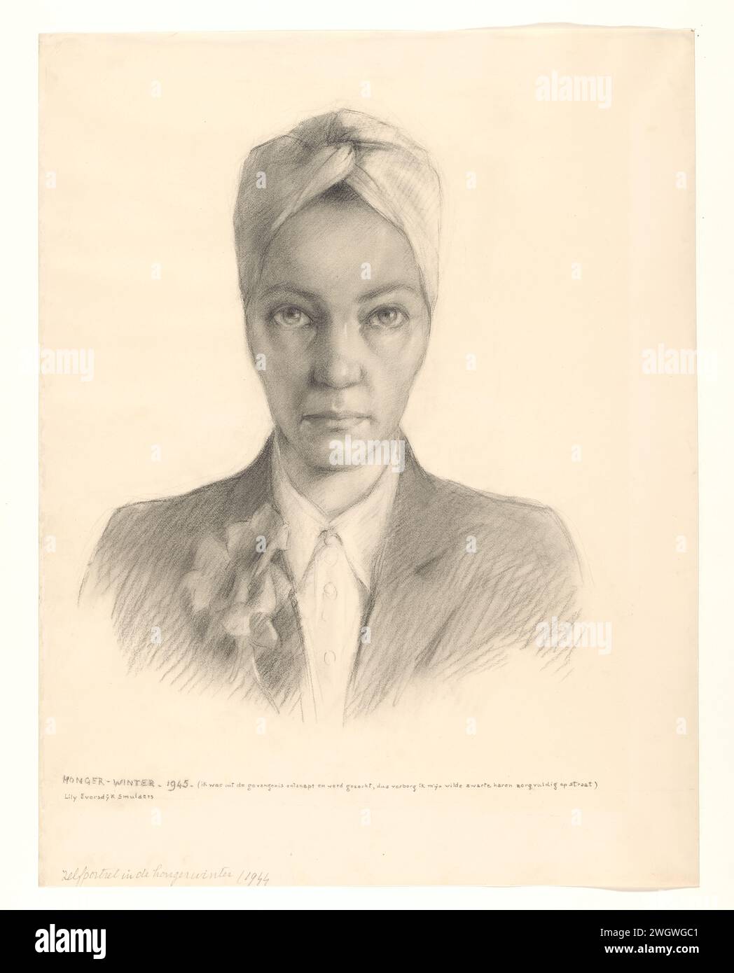 Self -portrait from the Hunger Winter, Lily Eversdijk Smulders, 1944 ...
