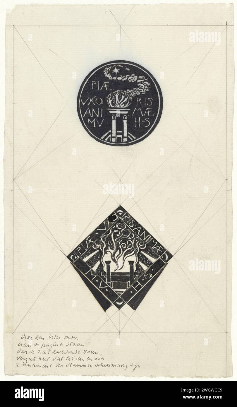 Two designs for a Vignette Piae Uxoris Animae, Richard Nicolaüs Roland ...