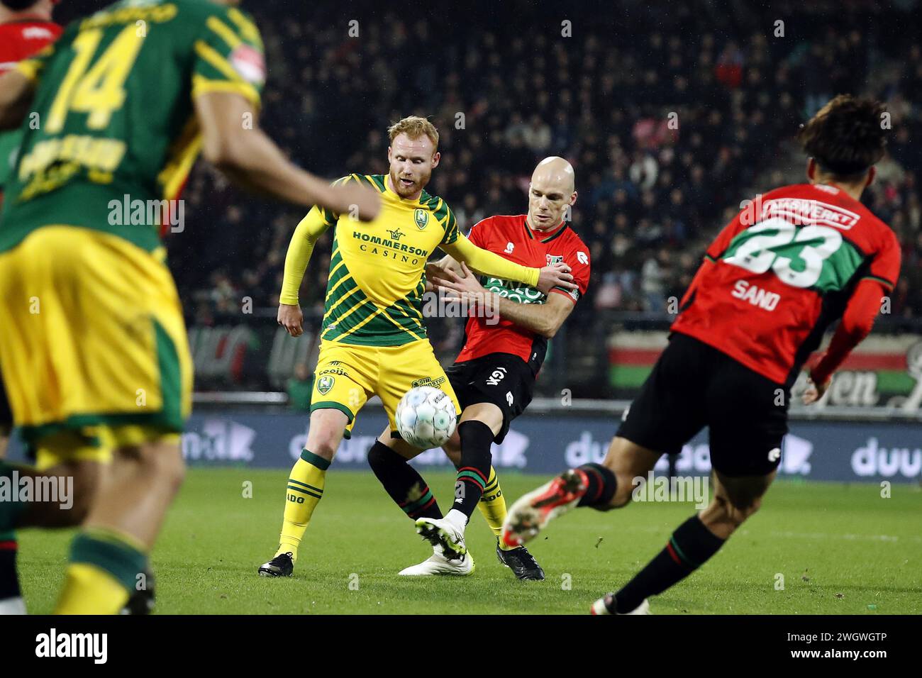 NIJMEGEN - (l-r) Jort van der Sande of ADO Den Haag, Bram Nuytinck of ...