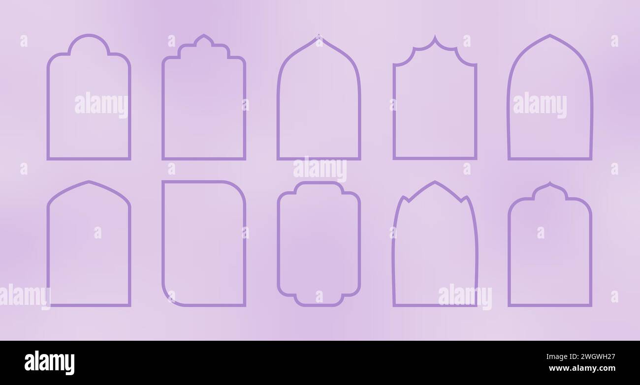 Oriental Islamic style arches, frames. Line minimalist ramadan kareem ...