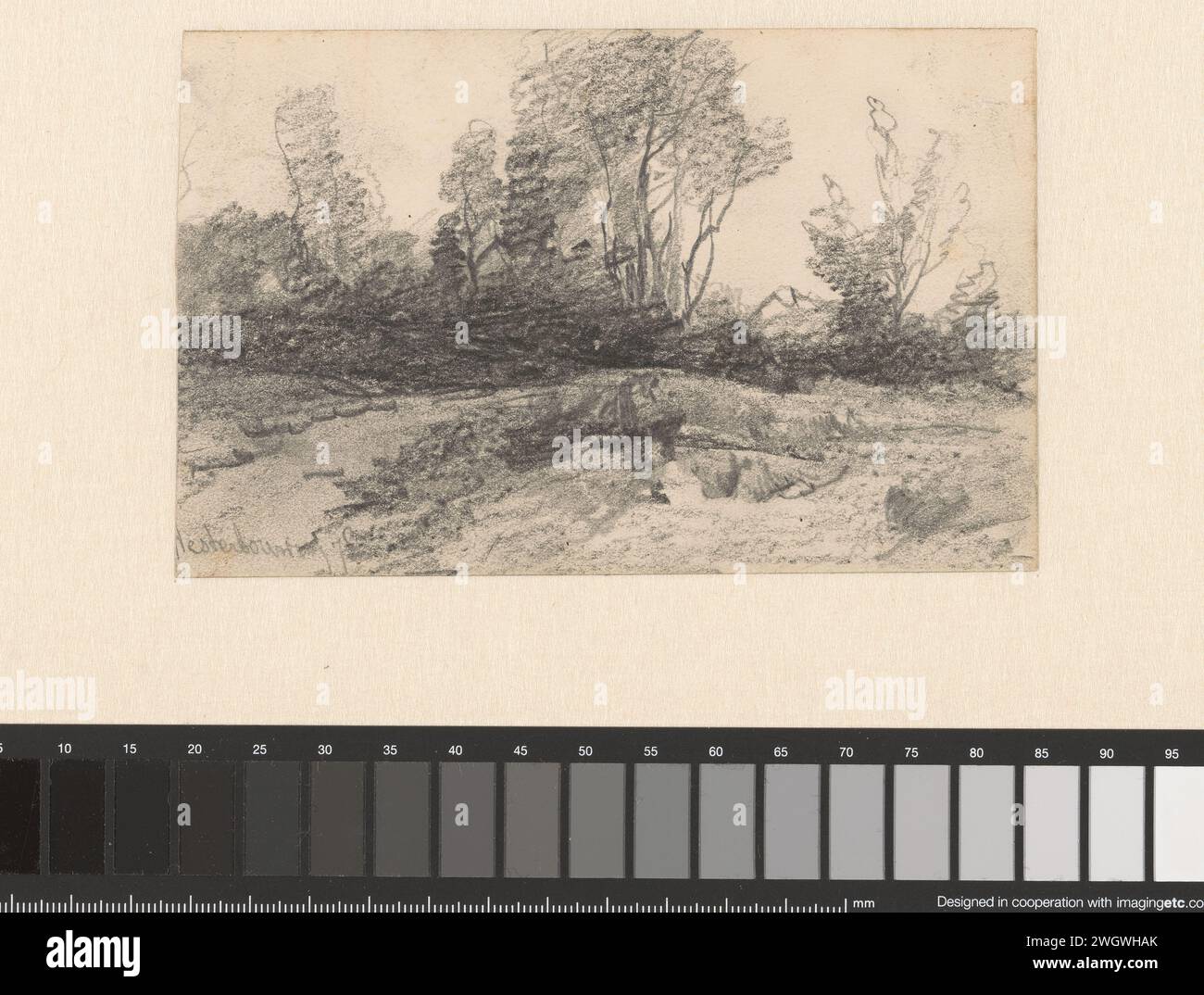 Landscape with trees, Johannes Gijsbert Vogel, 1877 drawing paper ...