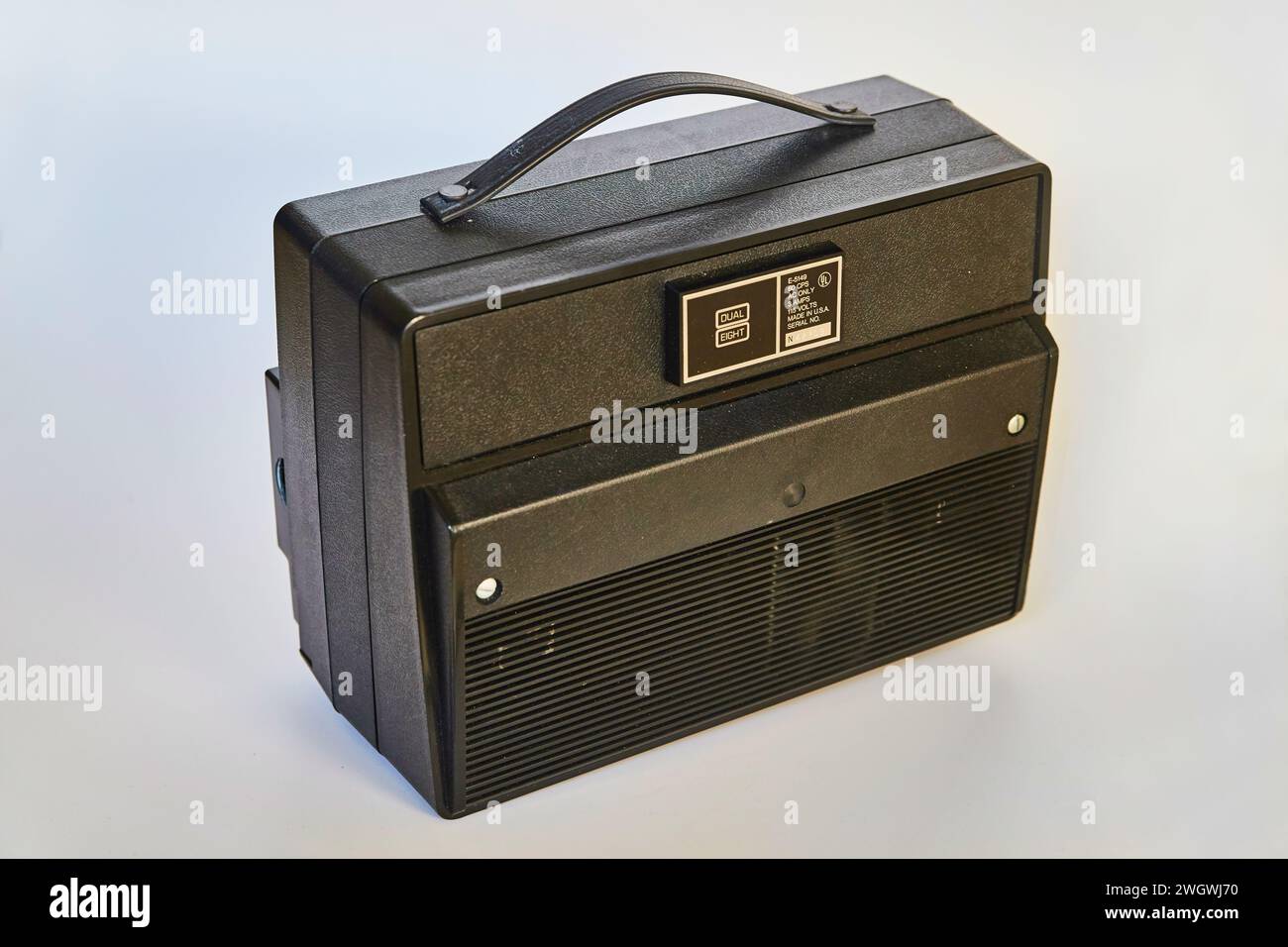 Vintage Portable Black Radio Close-Up on Light Background Stock Photo ...