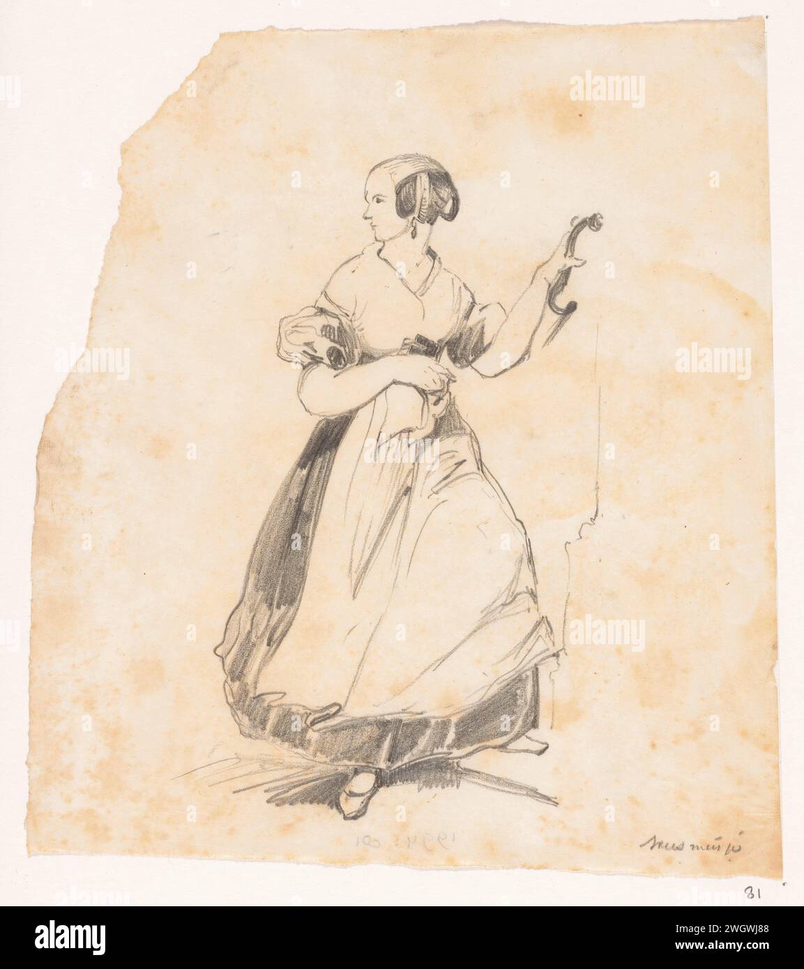 Weesmeisje, Johannes Tavenraat, after Henry Brown, 1841 - 1881 drawing ...