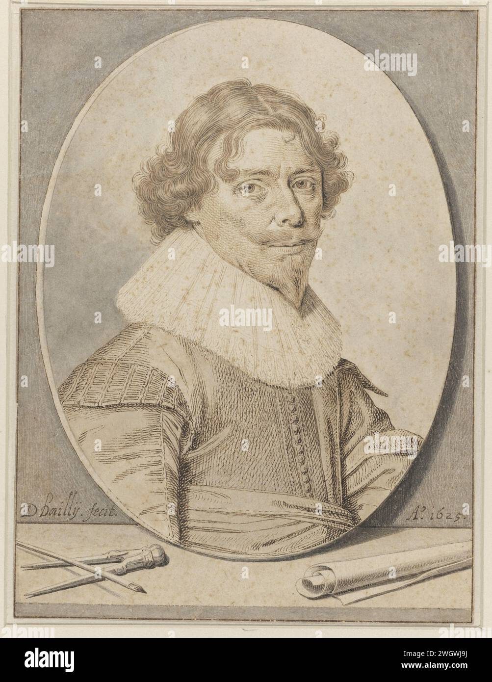 Self -portrait of David Bailly, David Bailly, 1625 drawing paper. ink ...
