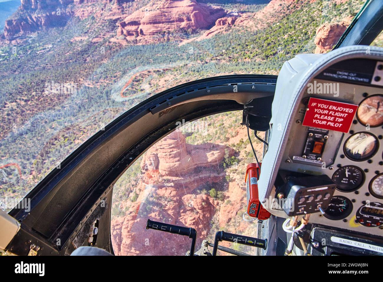 Aerial Helicopter Cockpit and Red Rock Landscape View, Sedona Stock ...