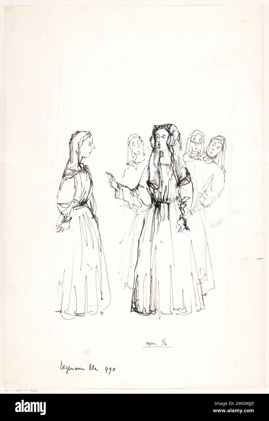 Woman raised finger to a woman, Anonymous, 1900 - 1970 drawing A woman ...