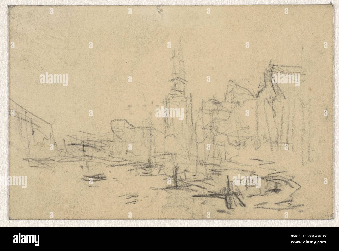 Cityscape, Egbert Rubertus Derk Schaap, 1872 - 1939 drawing paper ...
