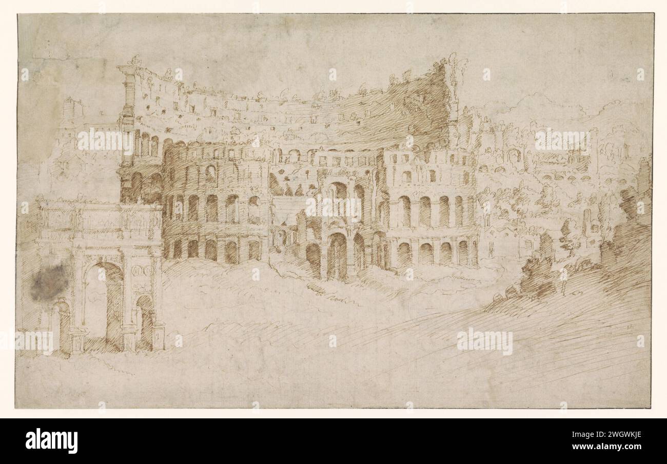 View of the Colosseum, the arch of Constantijn and the surroundings ...