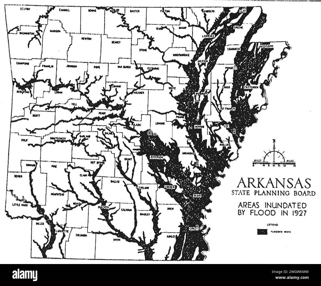 Arkansas State Planning Board Areas Inundated by Flood in 1927 Stock ...