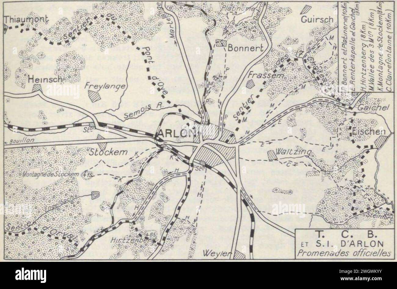 Arlon and its surroundings, map from Cosyn guides, Belgian Ardennes ...