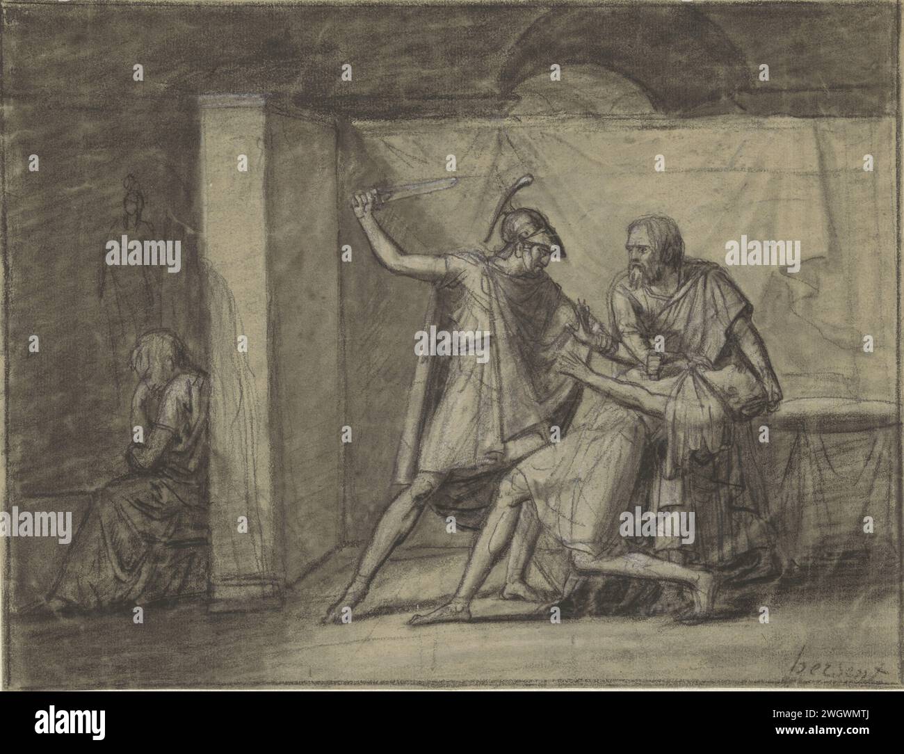 The Death of Julius Caesar (?), Louis Hersent, 1787 - 1860 drawing ...