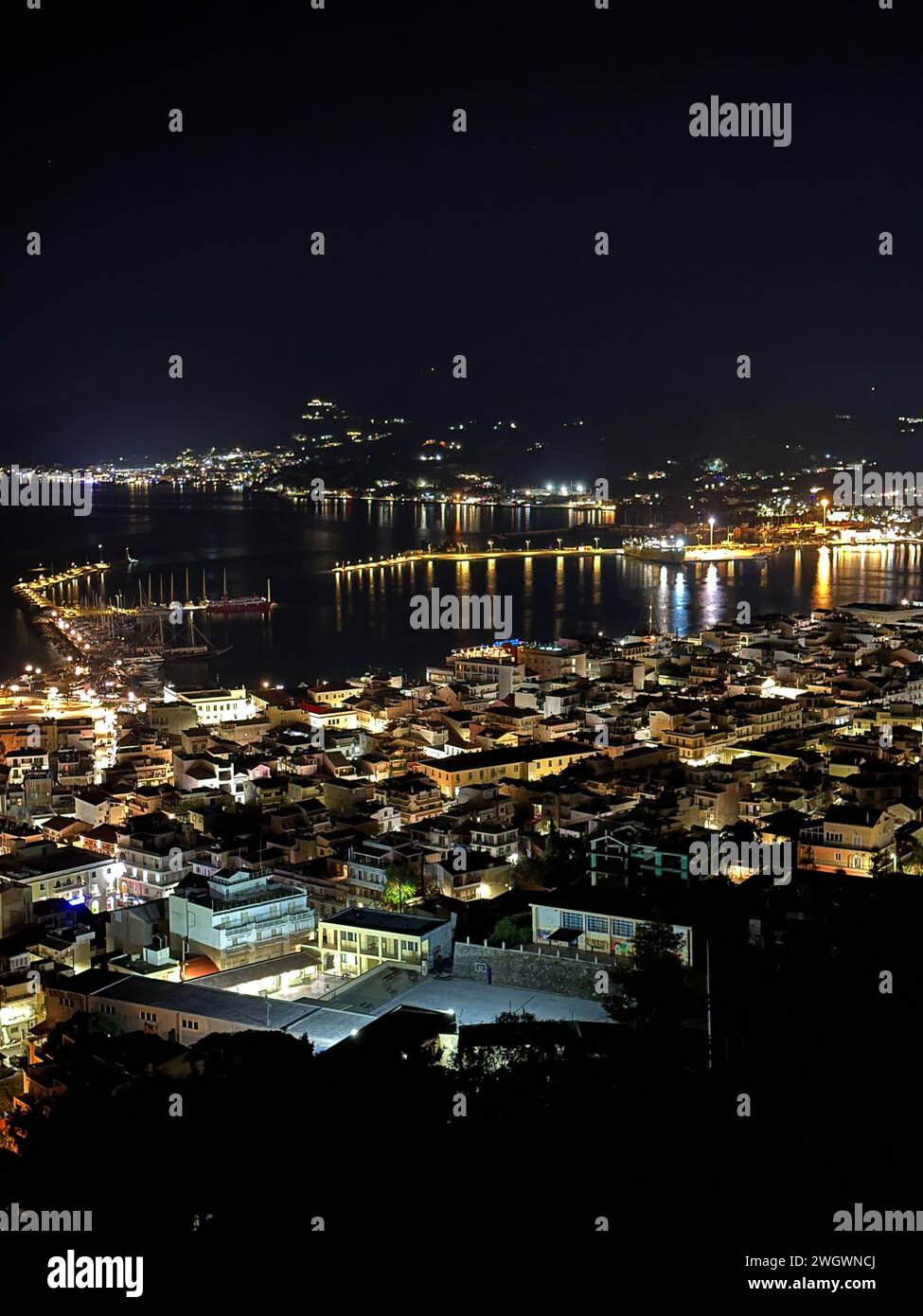 Harbor of Zakynthos town seen from bochali view point, Greece ...