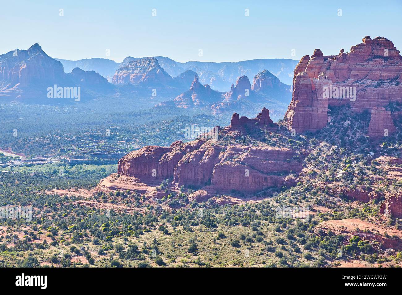 Aerial View of Sedona Red Rocks and Lush Valley Stock Photo - Alamy