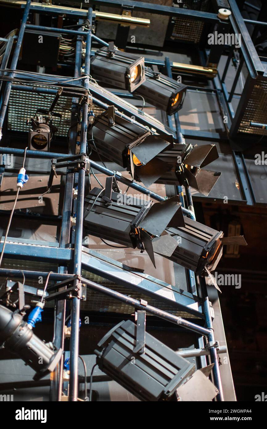 theater spotlights above the stage Stock Photo - Alamy