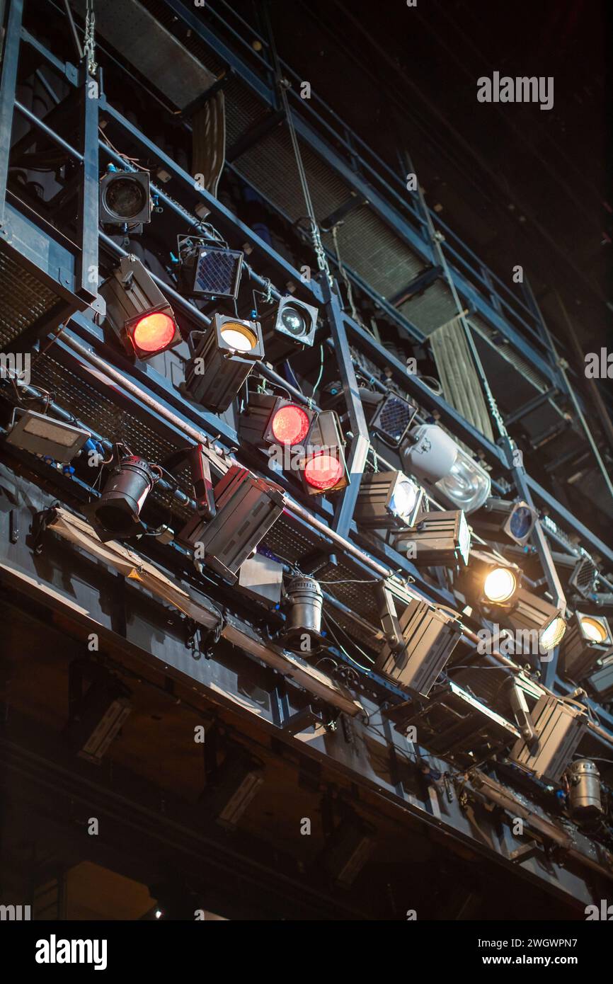 theater spotlights above the stage Stock Photo - Alamy