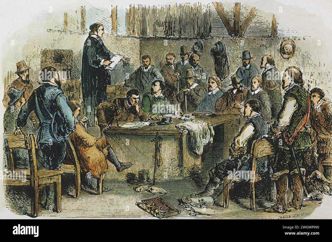 Armstrong's picture of the First Assembly in Jamestown 1619 Stock Photo ...