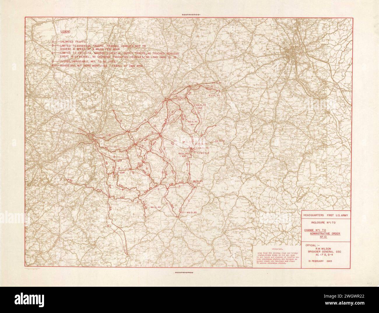 Army Road Network 13 February 1945 Stock Photo - Alamy