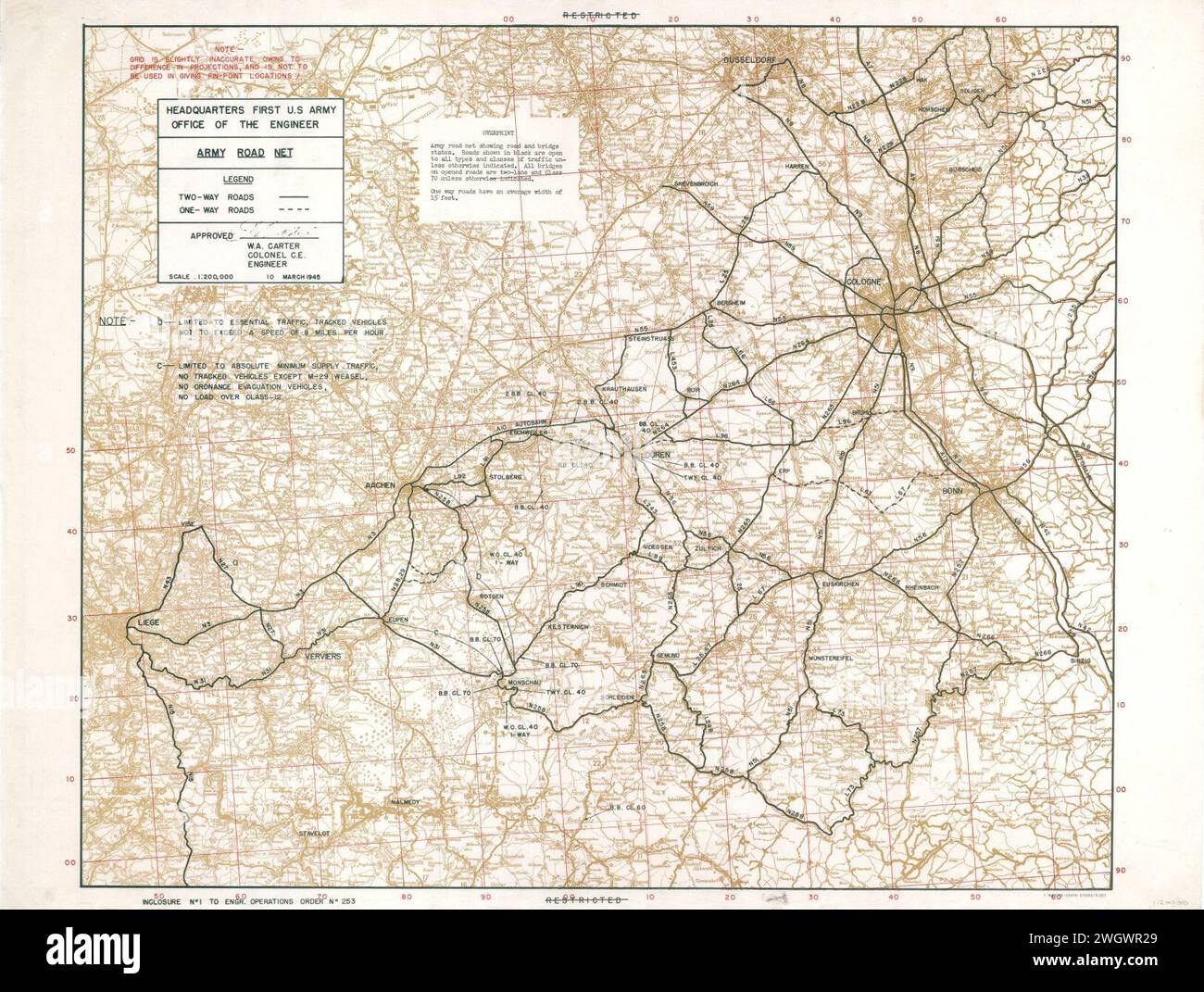 Army Road Network 10 March 1945 Stock Photo - Alamy