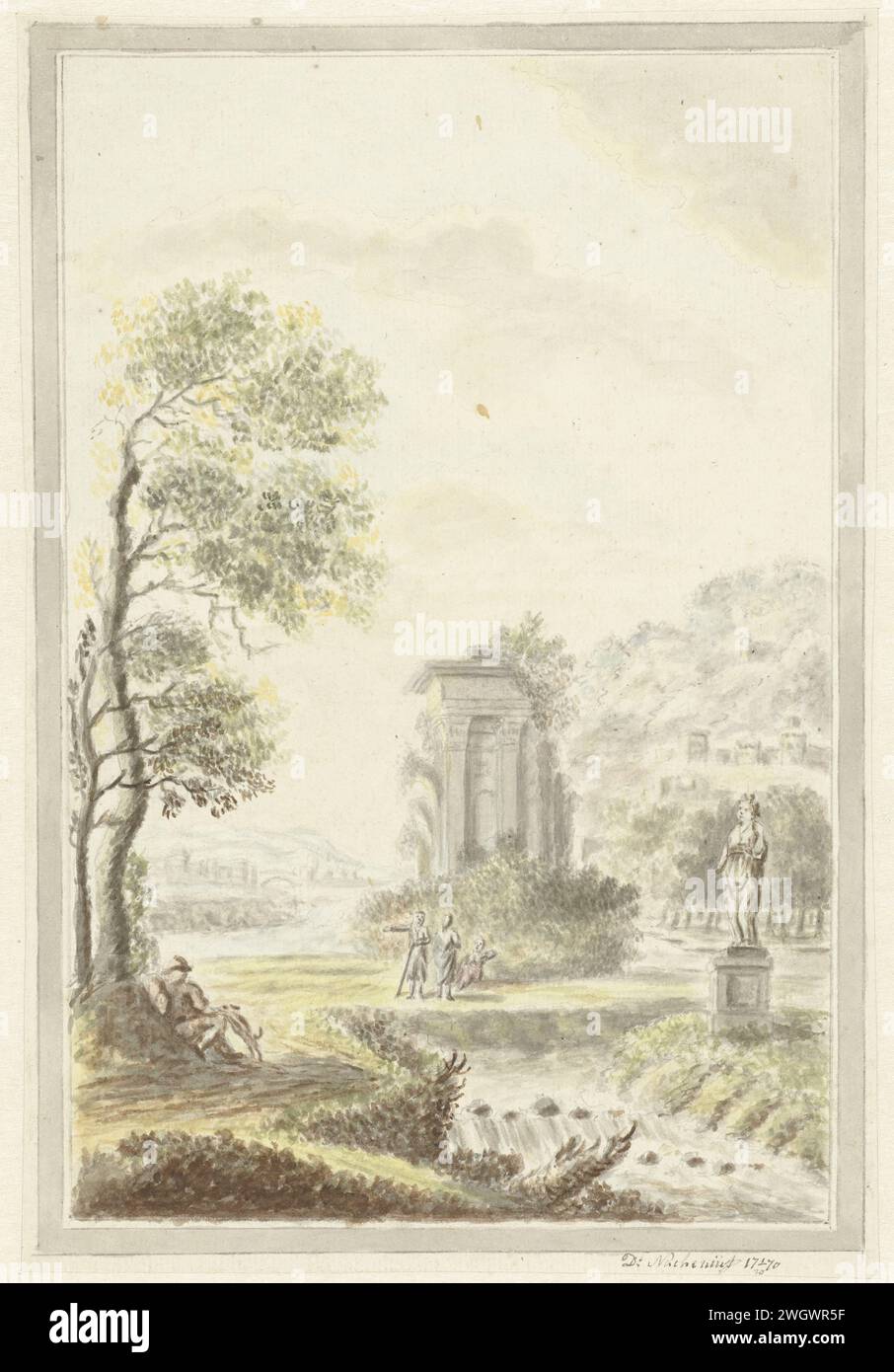 Arcadisch Landschap, D. Nachenius, 1770 drawing paper. pencil ...