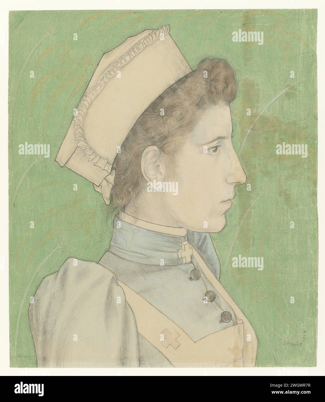 Portrait of Nurse Nelly, Jan Toorop, 1894 drawing Petronella Alida ...