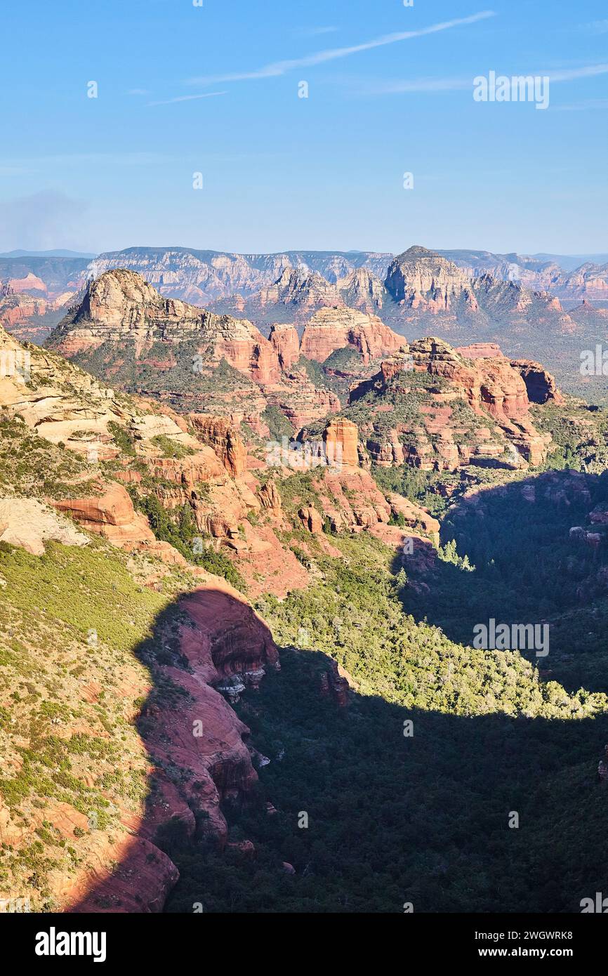 Aerial View of Sedona Red Rock Cliffs with Verdant Flora Stock Photo ...
