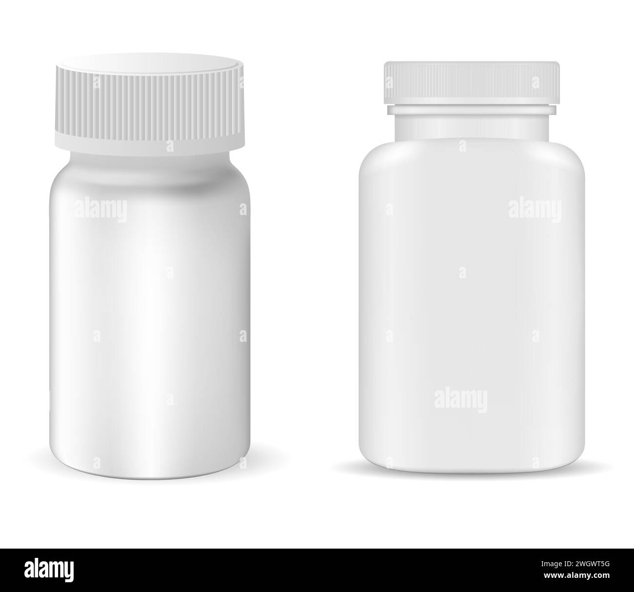 Plastic pill bottle mockup. Supplement capsule jar, isolated realistic ...