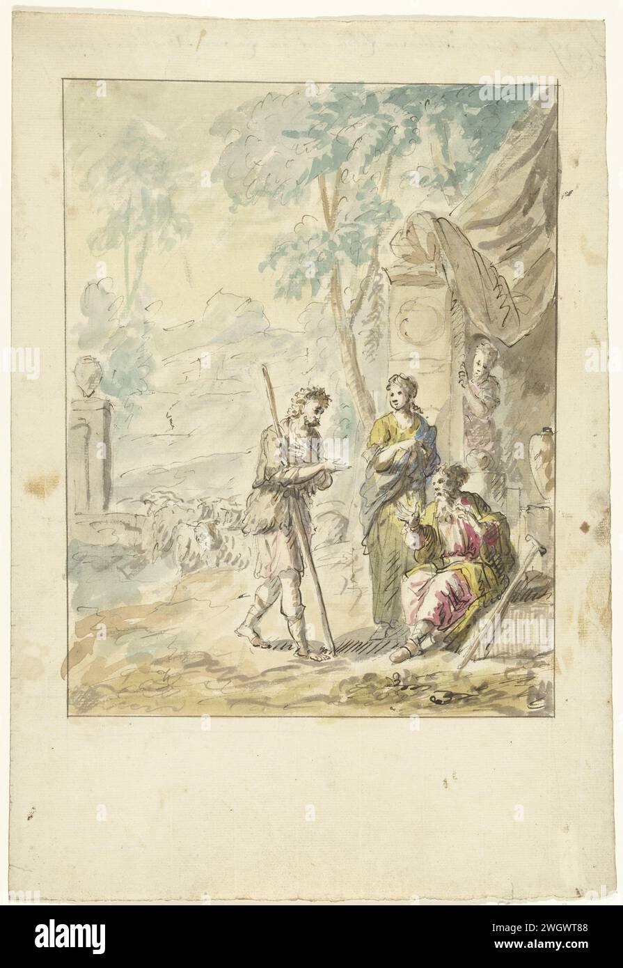 Jakob complains to Laban, Elias van Nijmegen, 1677 - 1755 drawing ...