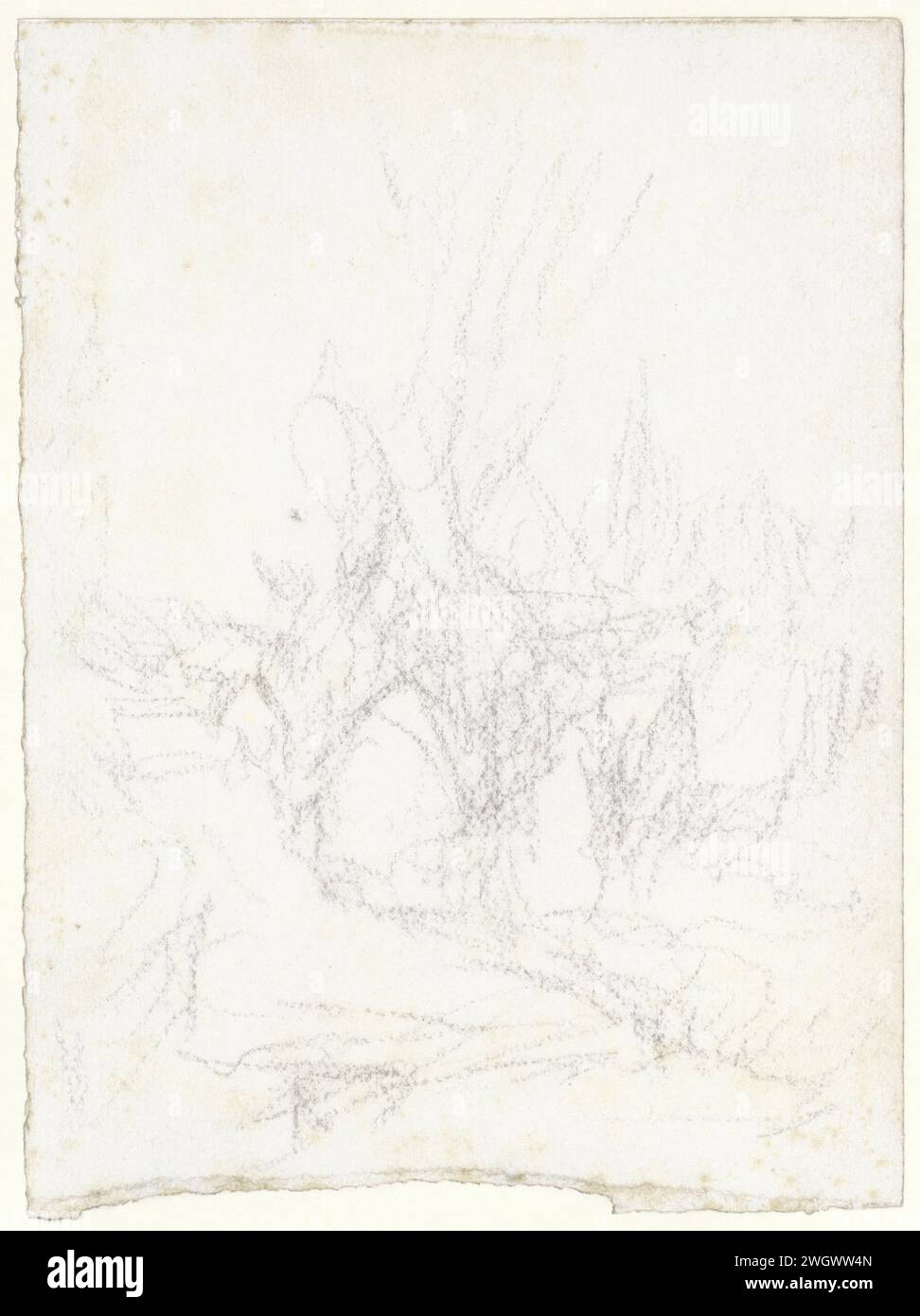 Sketch of a landscape, Matthijs Maris, 1849 - 1917 drawing paper. chalk ...